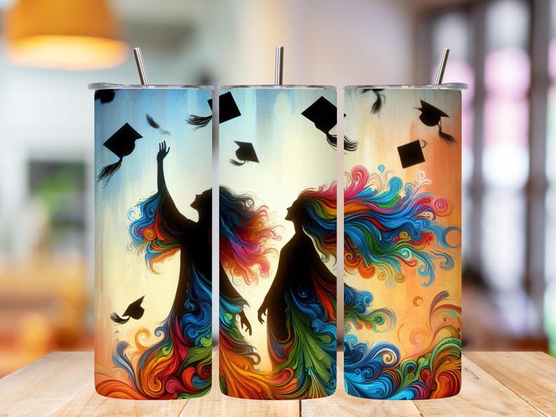 Graduation Tumbler Wrap, Digital Grad PNG, Colorful 20oz Sublimation ...