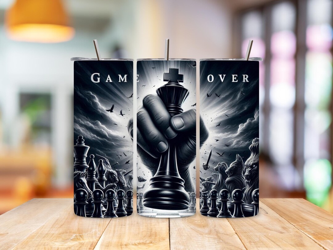 Chess Game Over Tumbler Wrap, Seamless Chess Sublimation PNG for 20oz ...