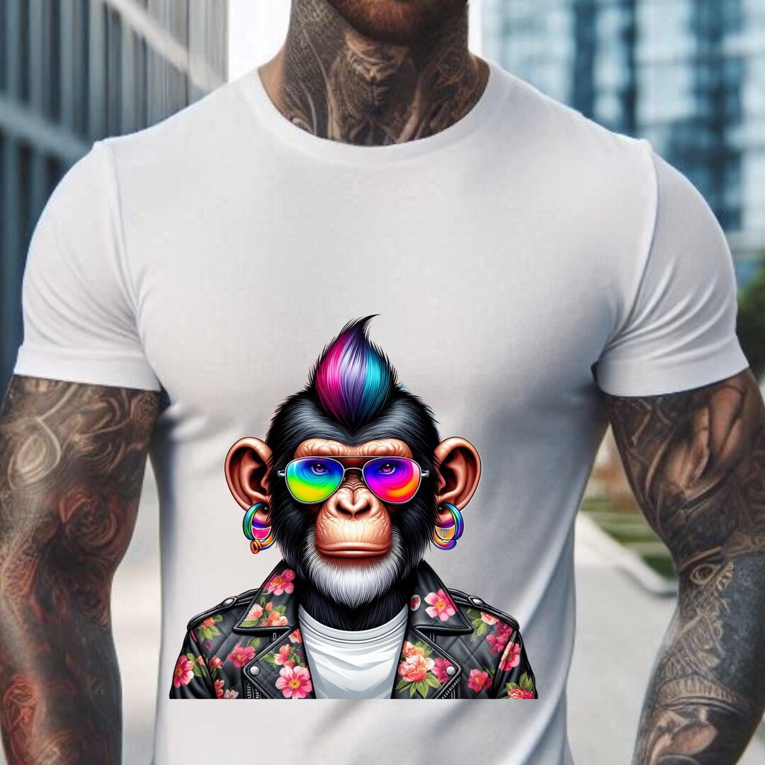 Jungle Monkey T-shirt Design, Urban Monkeys PNG Bundle, Sublimation ...