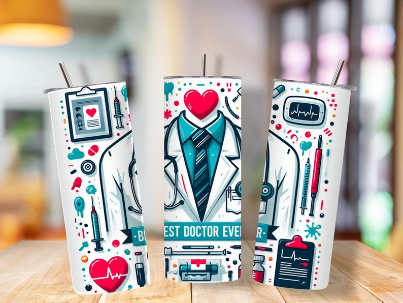 Doctor Tumbler Wrap PNG, Best Doctor Ever 20oz Sublimation, Medical Tumbler Design, Skinny ...