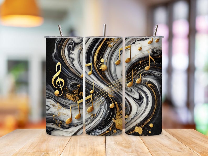 Music Notes Tumbler Wrap PNG, Seamless 20oz 30oz Sublimation Design ...