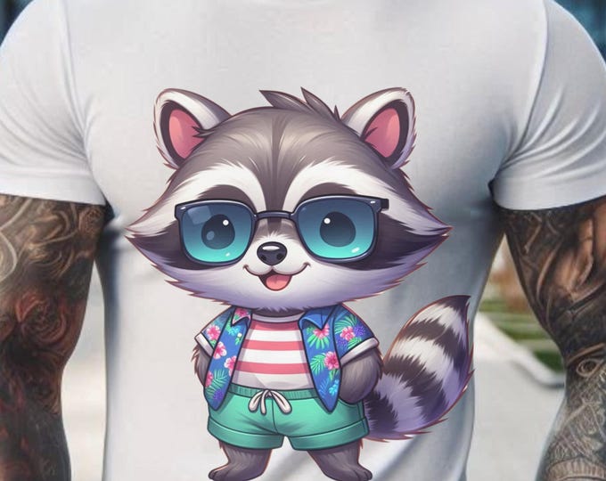 Raccoon With Flowers Clipart PNG, Nursery Clipart, Summer Clipart ...