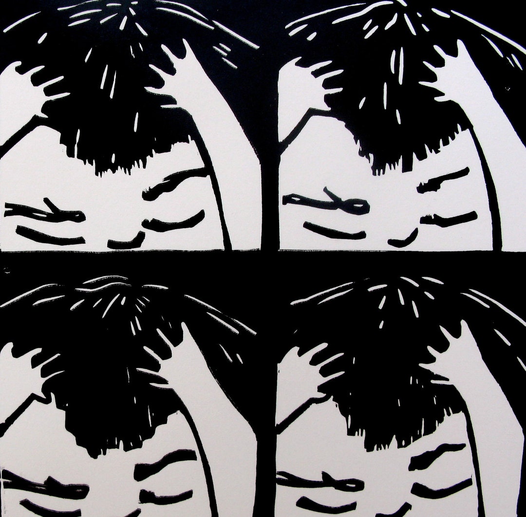 Printmaking Linocut Childhood Angst and Frustration - Etsy