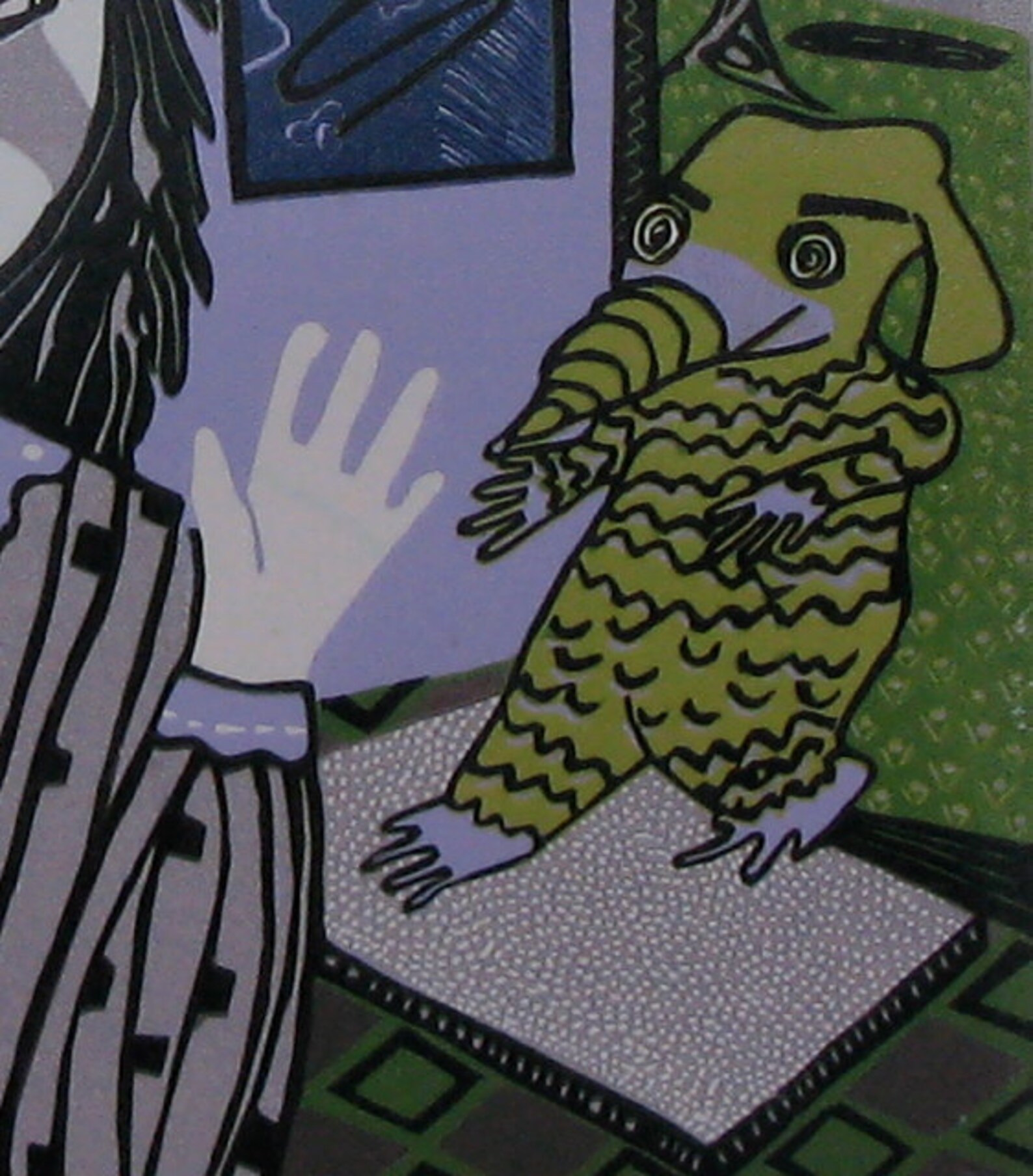 The Little Green Monster Linocut Relief Print - Etsy