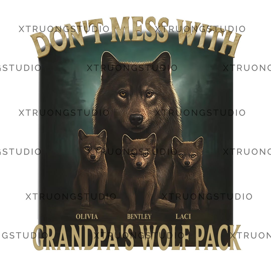 Custom Papa's Wolf Pack Png, Father and Grandpa With Kids Names Png ...