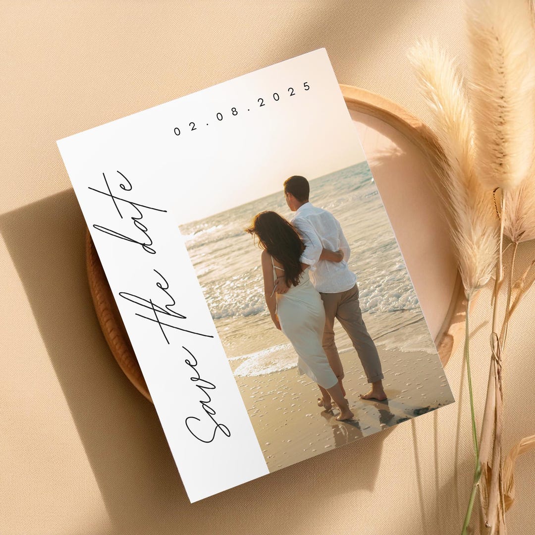 Save the Date Template With Photo, Simple Wedding Save Our Date ...