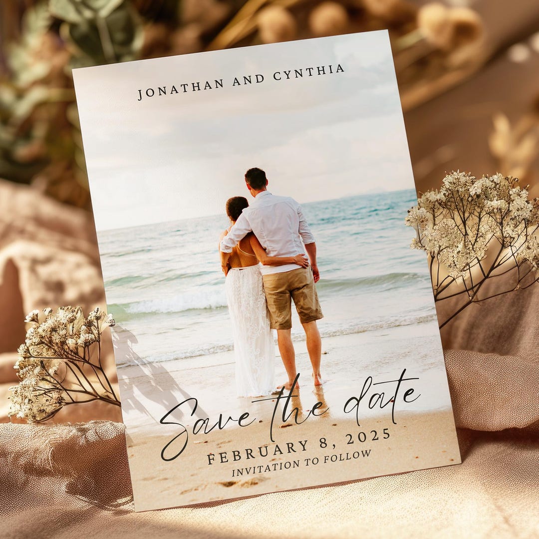 Minimalist Save the Date Template With Photo, Modern Wedding Save Our ...