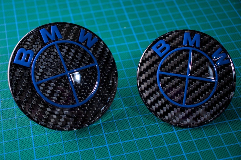 BMW Carbon Fiber Emblems Set Dark Blue - Etsy