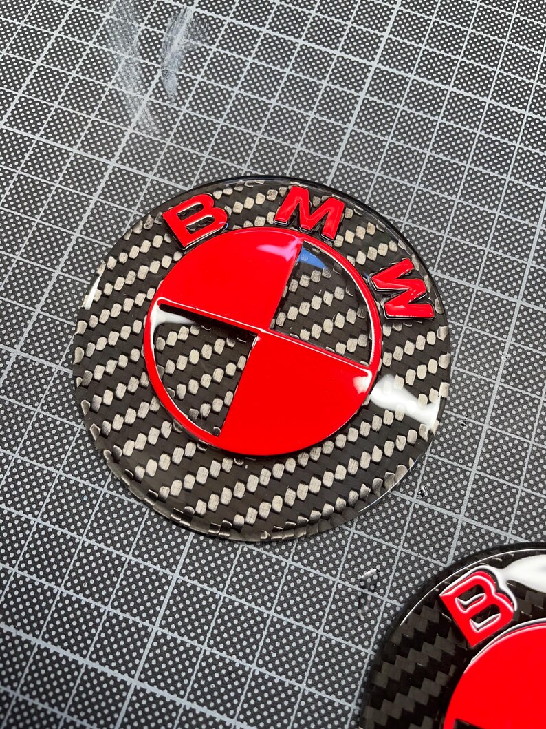BMW Carbon Fiber Emblems Set Porsche Red - Etsy