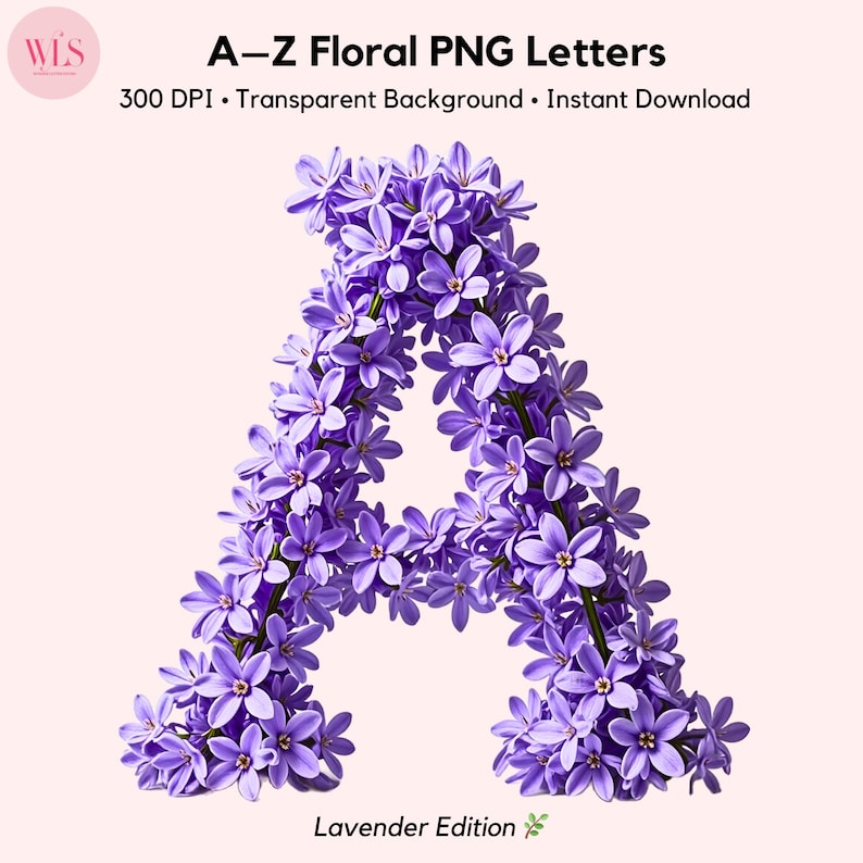 Lavender Alphabet PNG Bundle | Floral Letters for Sublimation & Cricut ...