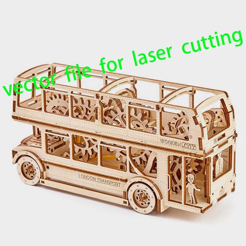 London BUS Wood 3d Model, Cdr, Dwg for Cnc Laser Cut Pdf Instructions ...