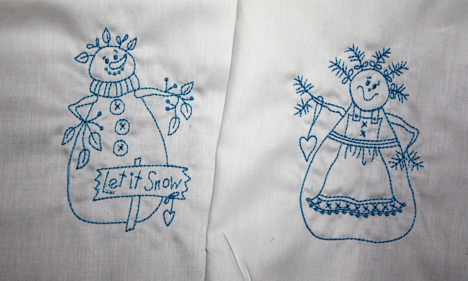 Redwork Snowman Set A Machine Embroidered Quilt Blocks - Etsy
