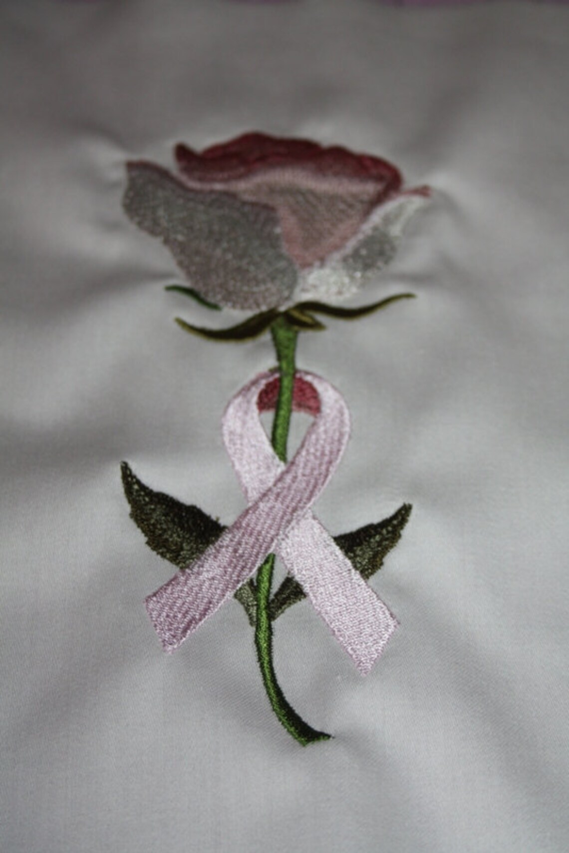 Breast Cancer Rose Machine Embroidered Quilt Block - Etsy