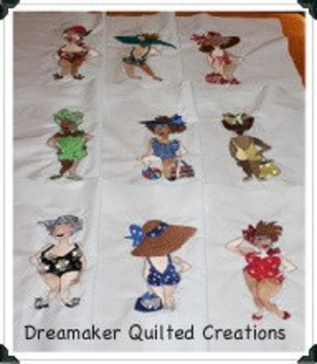 Machine Embroidered Bathing Beauties Quilt Blocks - Etsy