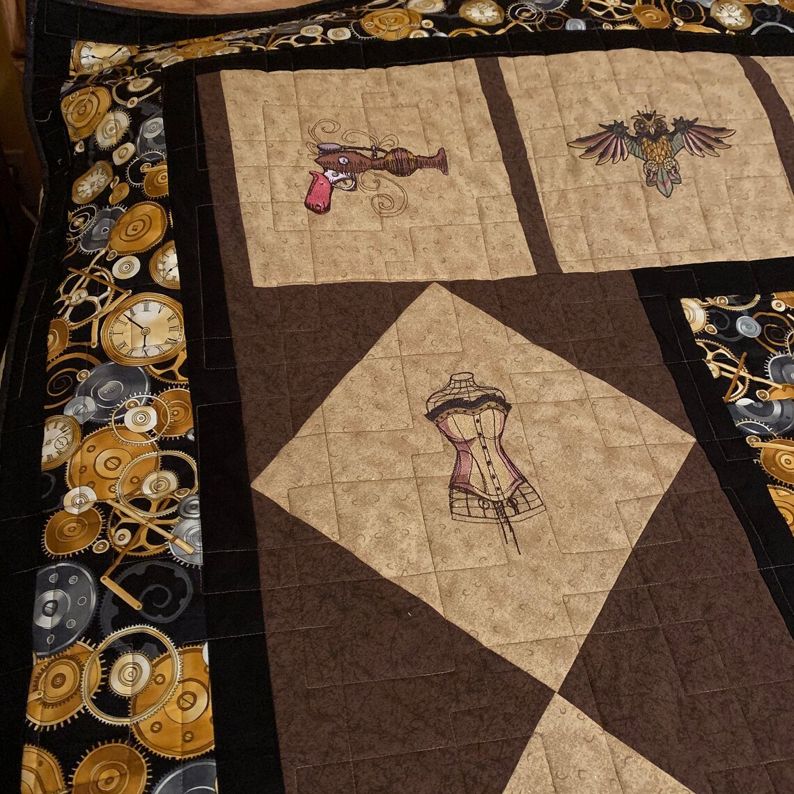 Steampunk Quilt SALE | Etsy