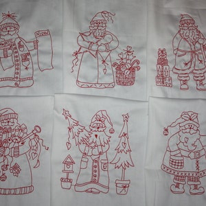 Redwork Santas Machine Embroidered Quilt Blocks Set B - Etsy