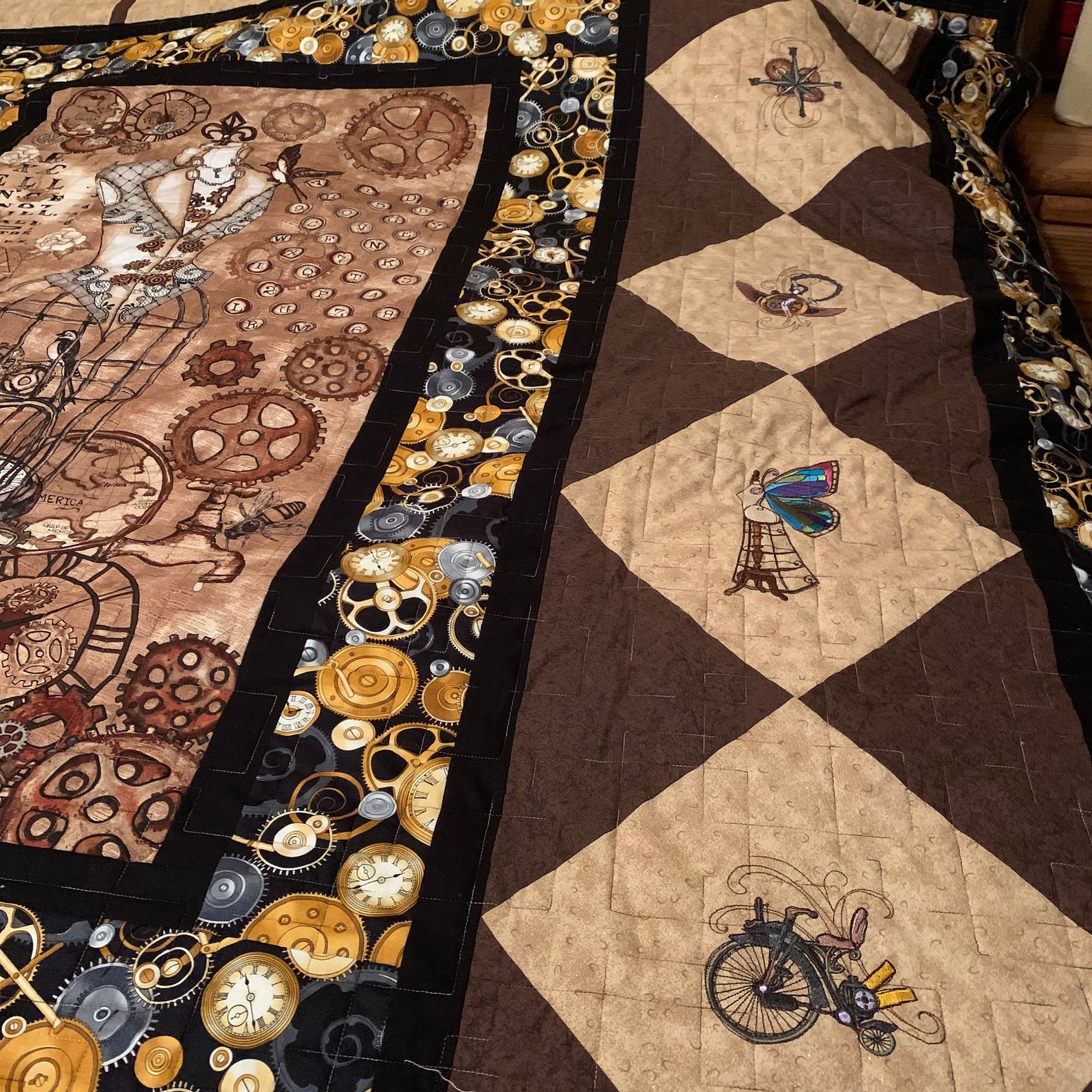 Steampunk Quilt C SALE - Etsy