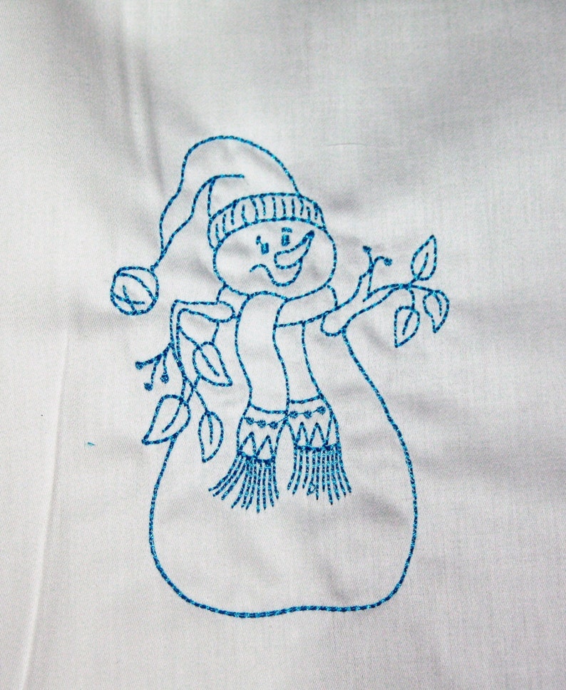 Redwork Snowman Set A Machine Embroidered Quilt Blocks - Etsy