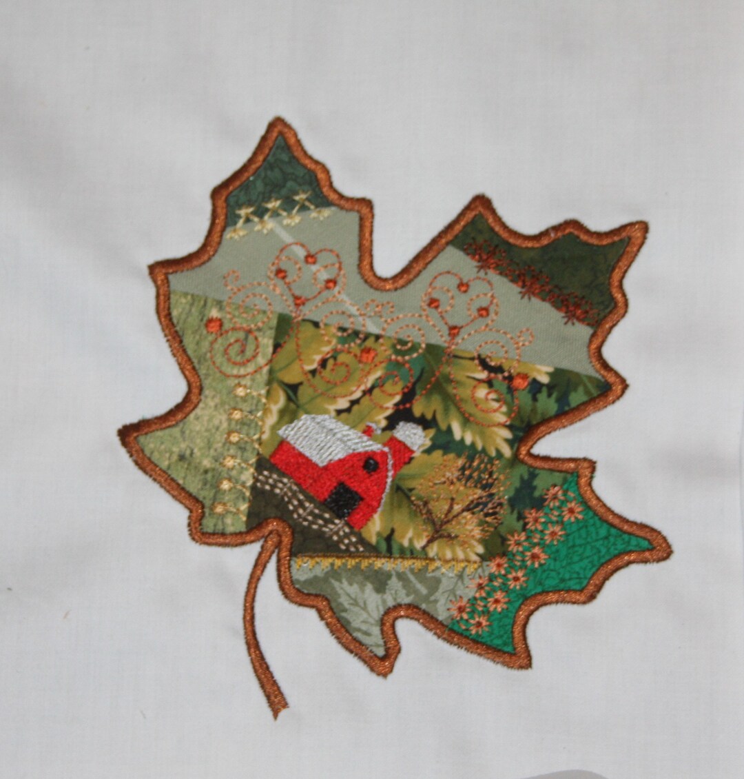 Fall Maple Leaf Applique Machine Embroidered Quilt Blocks Set C - Etsy