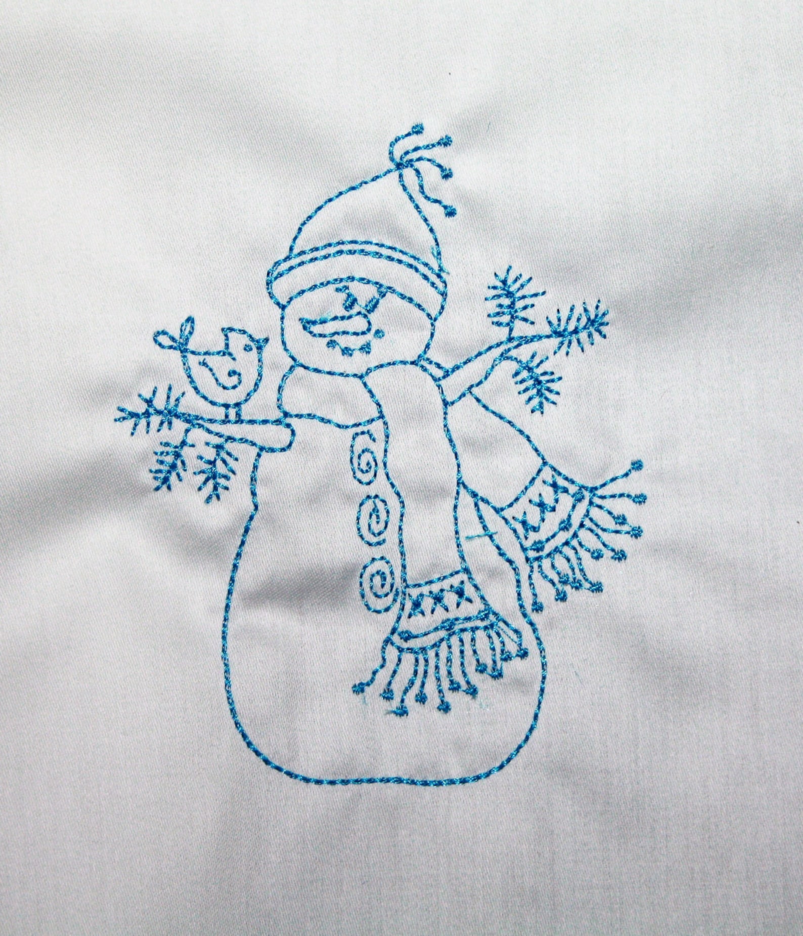 Redwork Snowman Set A Machine Embroidered Quilt Blocks - Etsy