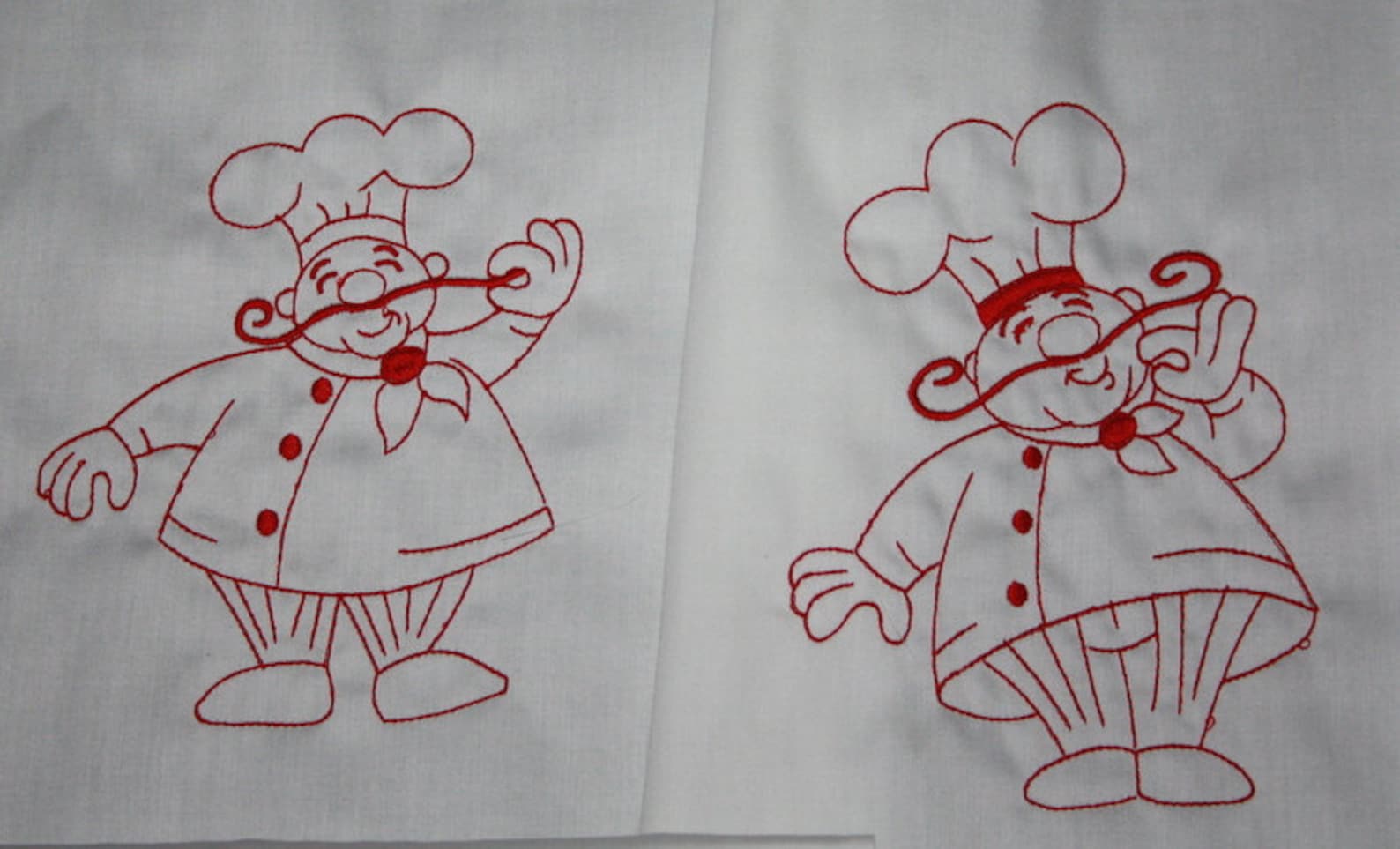 Redwork Chefs Machine Embroidered Quilt Blocks Set C - Etsy