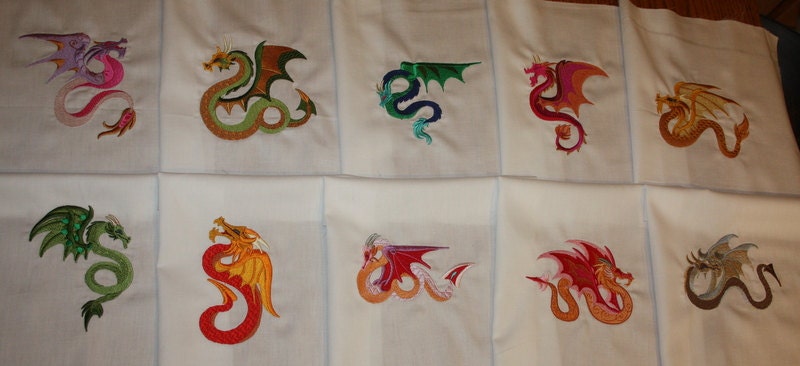 Dragons Machine Embroidered Quilt Blocks Set - Etsy