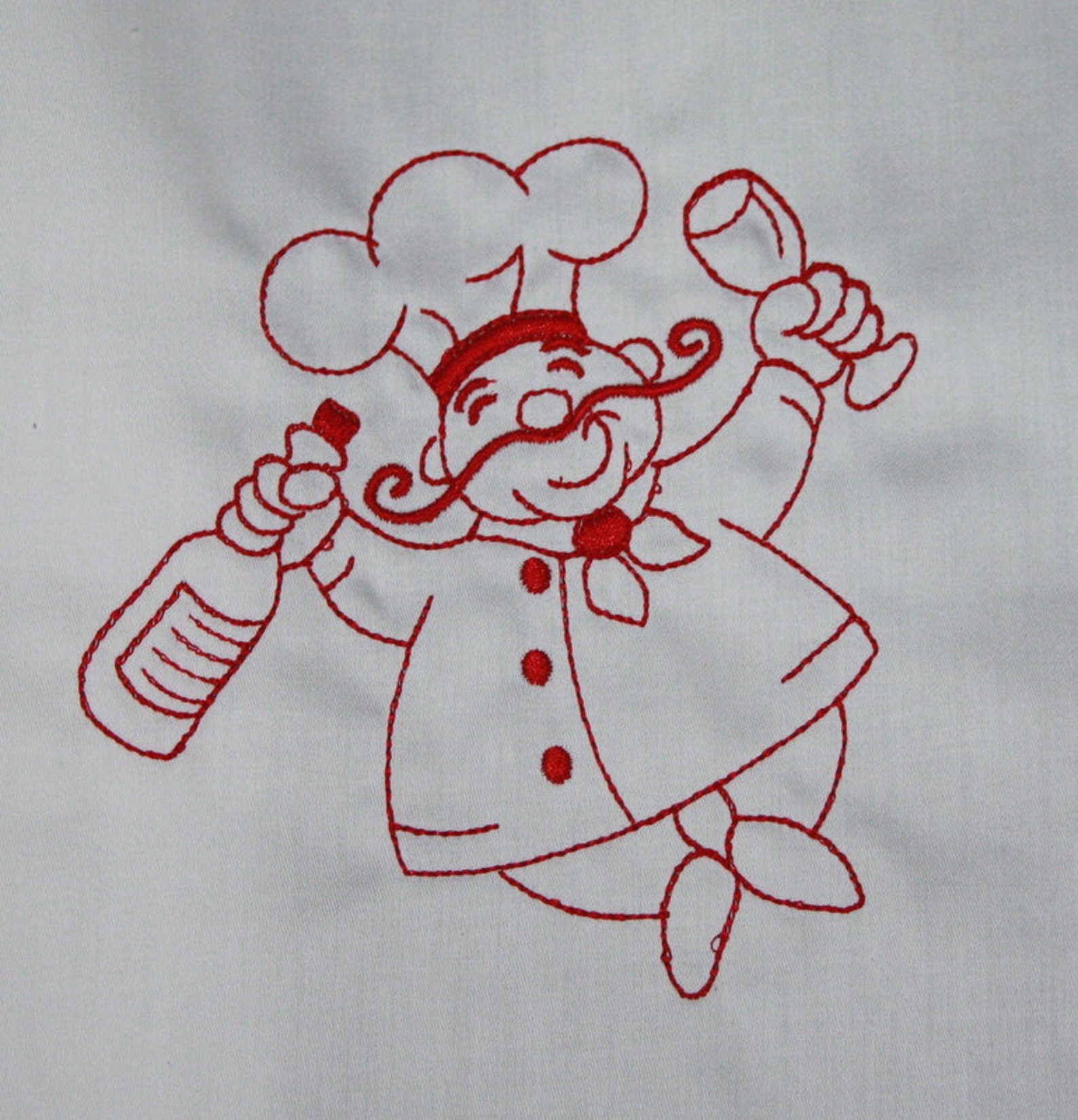 Redwork Chefs Machine Embroidered Quilt Blocks Set B - Etsy