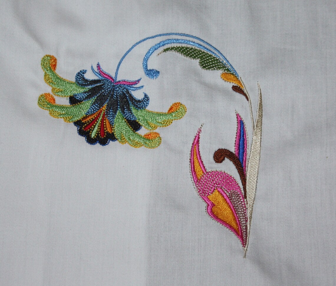 Exotic Wildflowers Machine Embroidered Quilt blocks Set A | Etsy