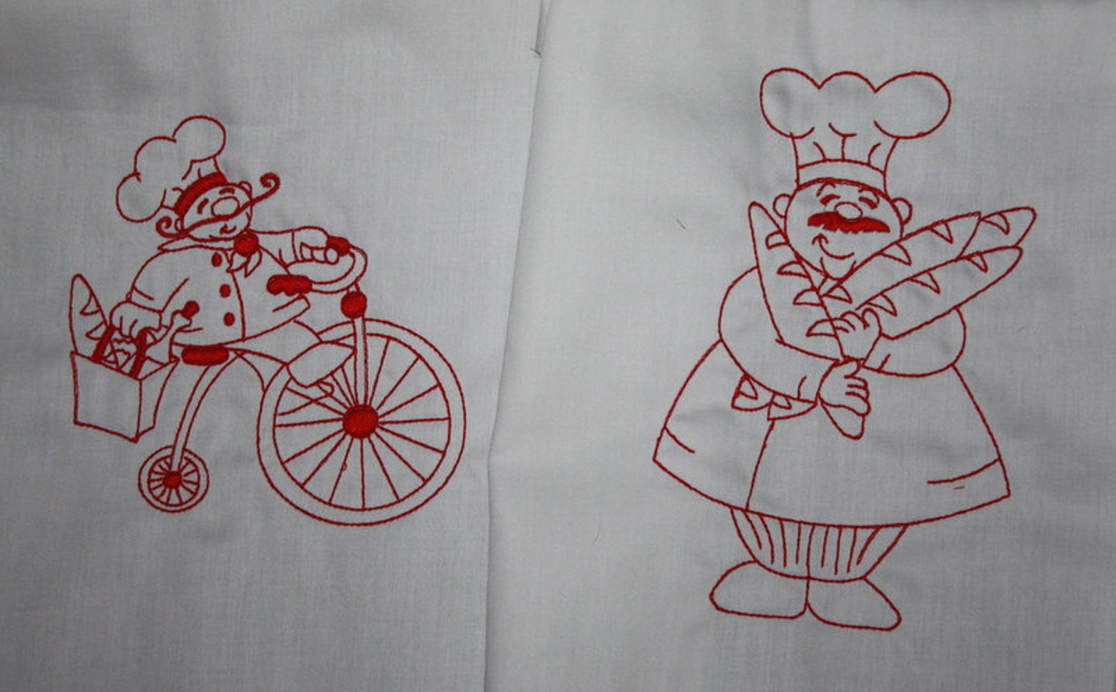 Redwork Chefs Machine Embroidered Qult Blocks Set A - Etsy
