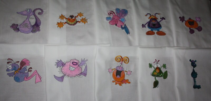 Little Monsters Machine Embroidered Quilt Blocks Set B - Etsy