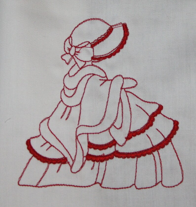 Victorian Redwork Sunbonnet Sue Quilt Blocks Set B - Etsy
