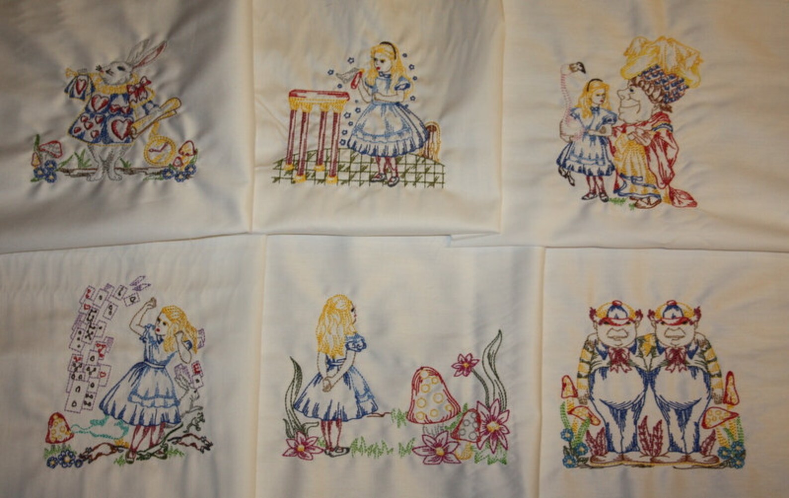 Alice in Wonderland Machine Embroidered Quilt Blocks Set A - Etsy