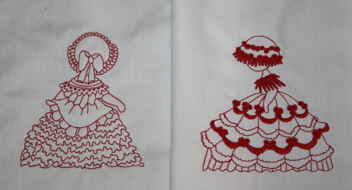 Victorian Redwork Sunbonnet Sue Quilt Blocks Set B - Etsy