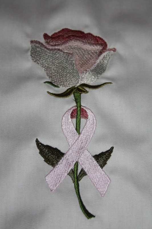 Breast Cancer Rose Machine Embroidered Quilt Block - Etsy