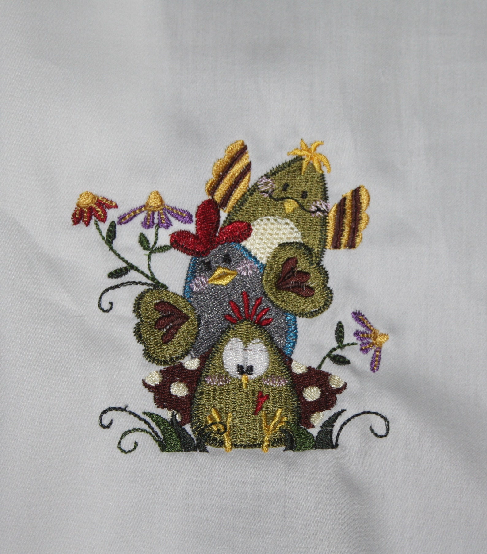 Funky Chickens Machine Embroidered Quilt Blocks Set A - Etsy