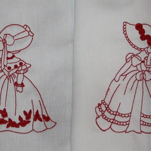 Victorian Redwork Sunbonnet Sue Quilt Blocks Set A - Etsy