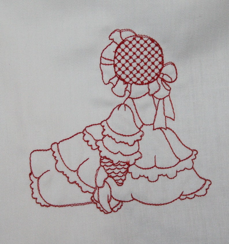 Victorian Redwork Sunbonnet Sue Quilt Blocks Set A - Etsy España