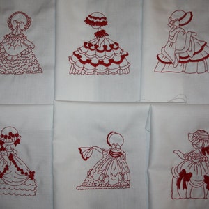 Victorian Redwork Sunbonnet Sue Quilt Blocks Set B - Etsy