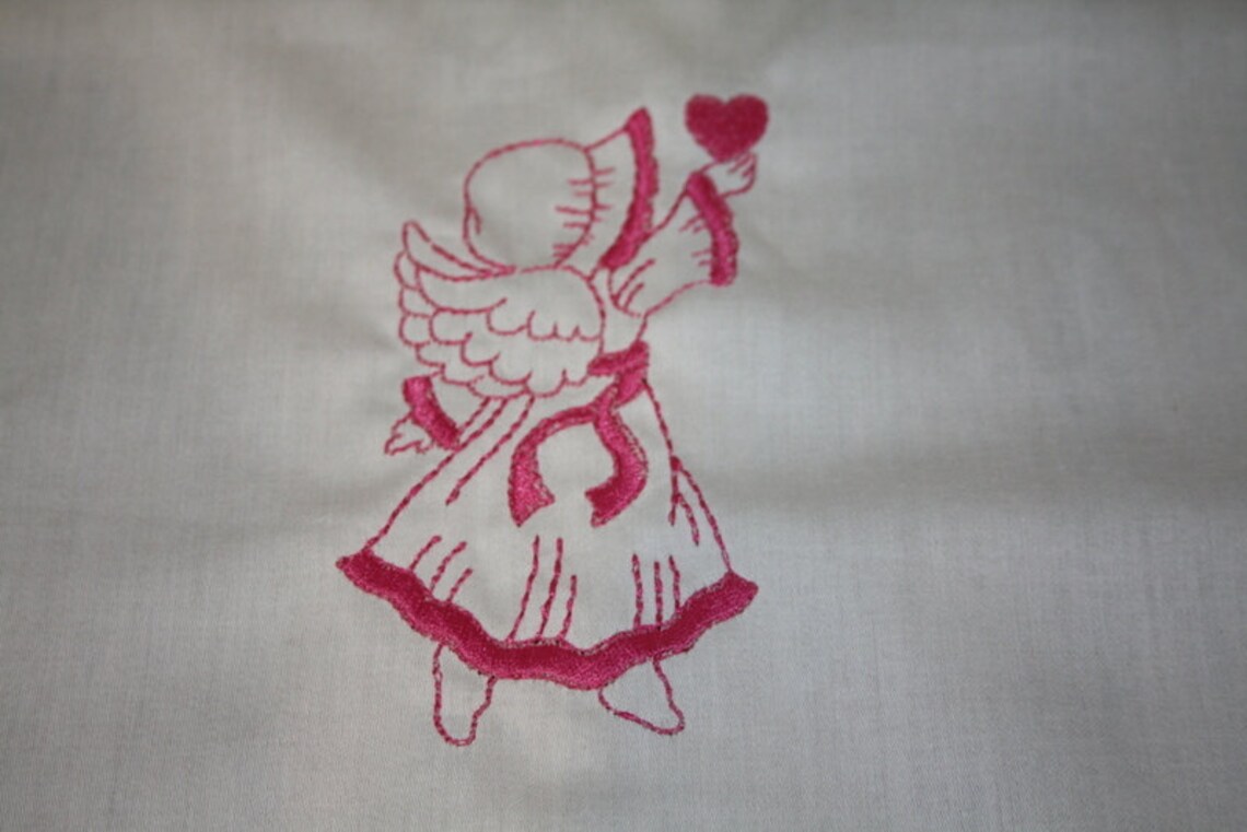 Sunbonnet Sue Angels Redwork Machine Embroidered Quilt Blocks - Etsy