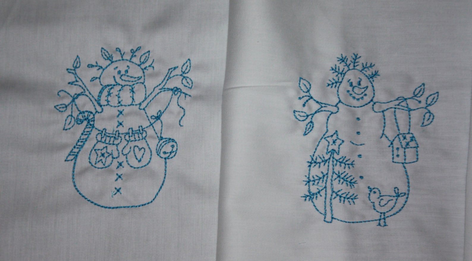 Redwork Snowman Set A machine Embroidered Quilt Blocks | Etsy