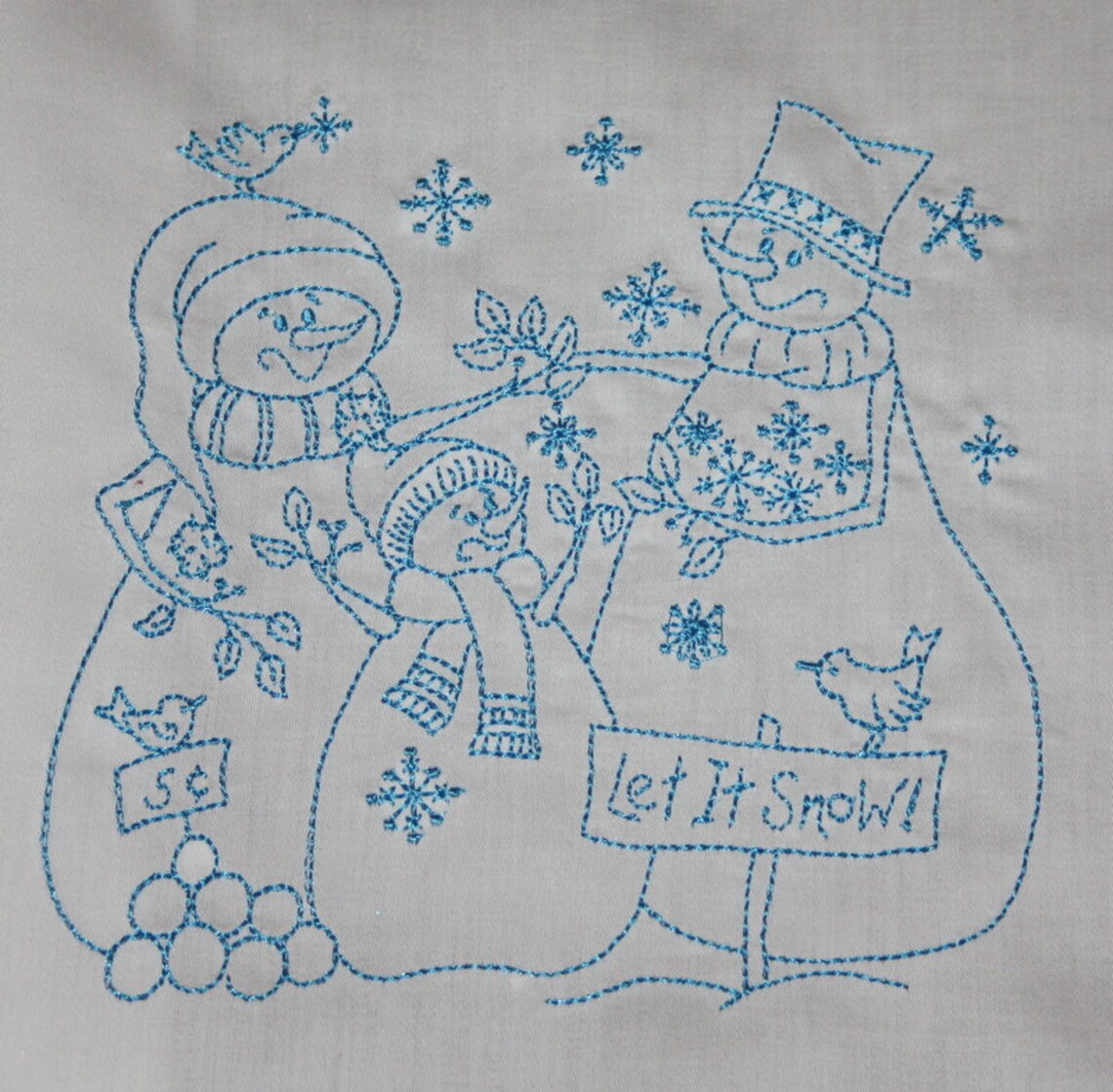Redwork Snowmen Machine Embroidered Quilt Blocks Set - Etsy