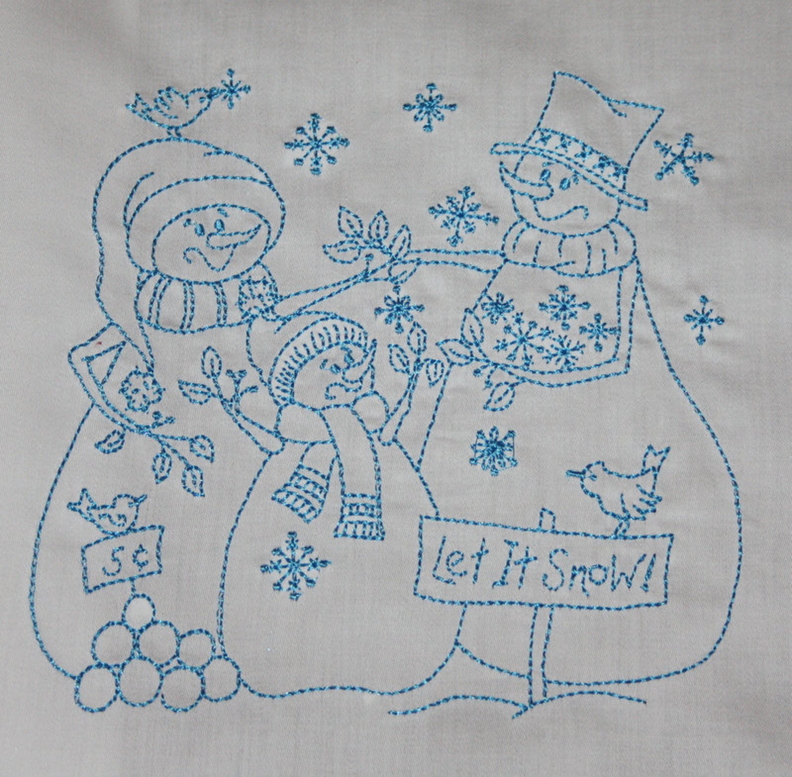 Redwork Snowmen Machine Embroidered Quilt Blocks Set - Etsy