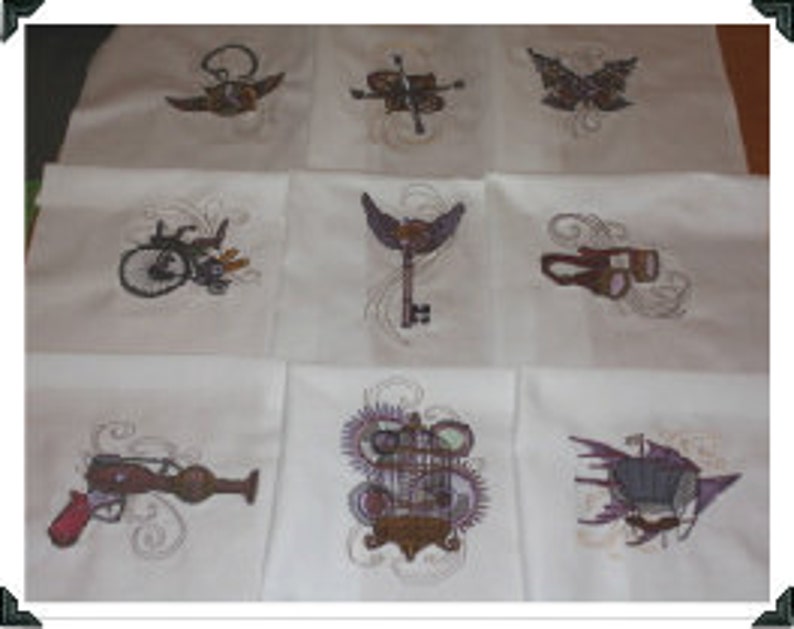 Steampunk Gears Machine Embroidered Quilt Blocks Set - Etsy