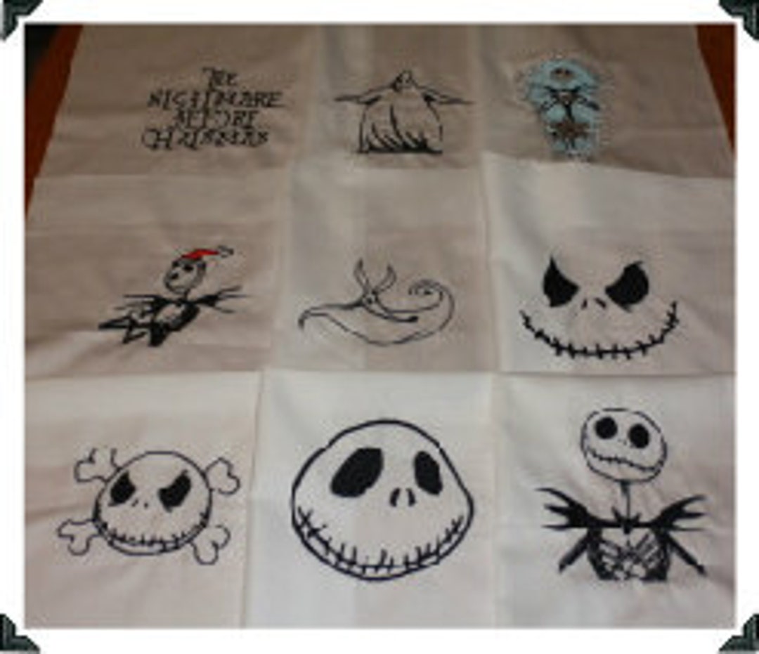 Skeletons Embroidered Quilt Blocks Set - Etsy
