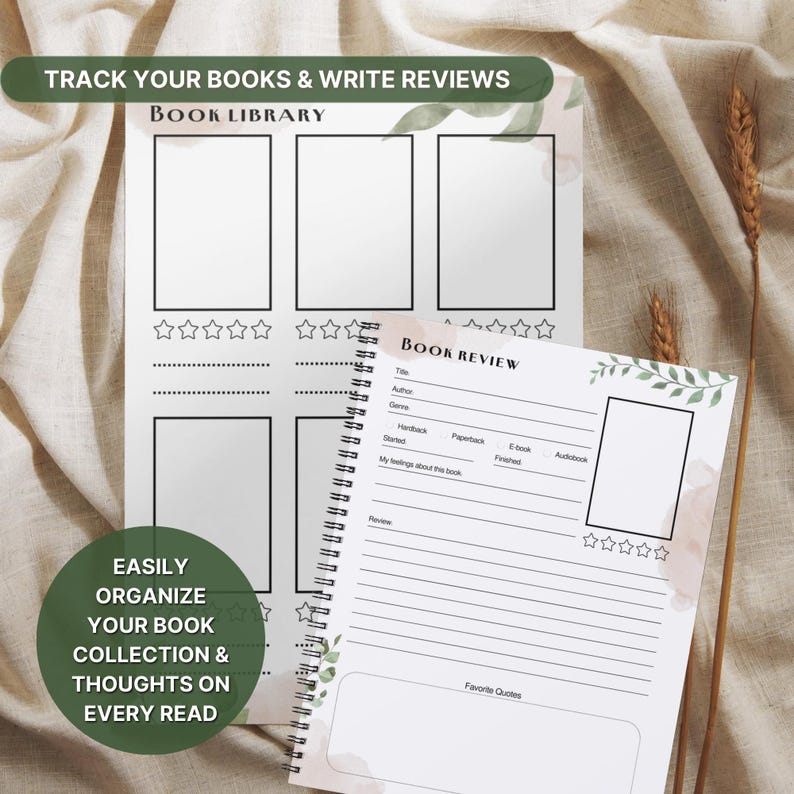 Printable Reading Journal | Book Tracker, Review Log (US Letter PDF) - Etsy