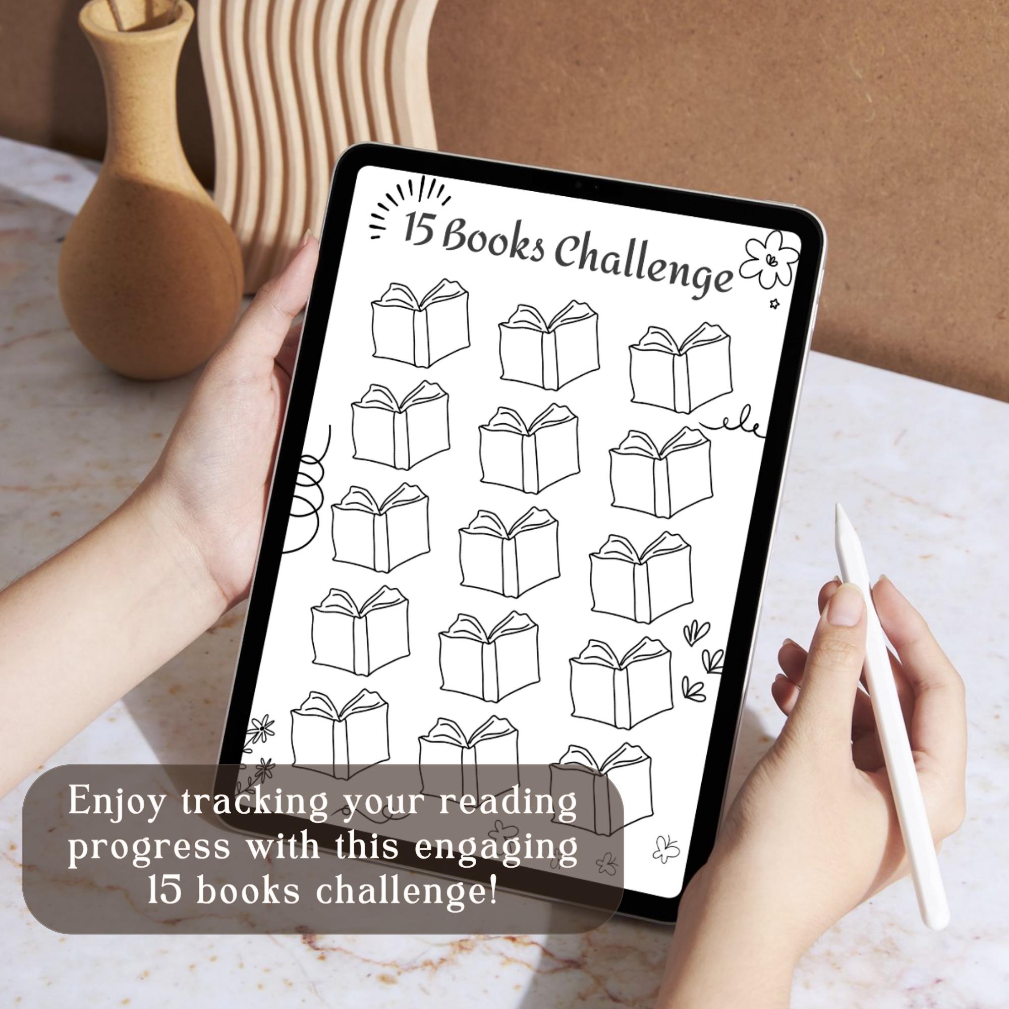 15 Books Reading Challenge – Printable & Digital Tracker | Reading ...