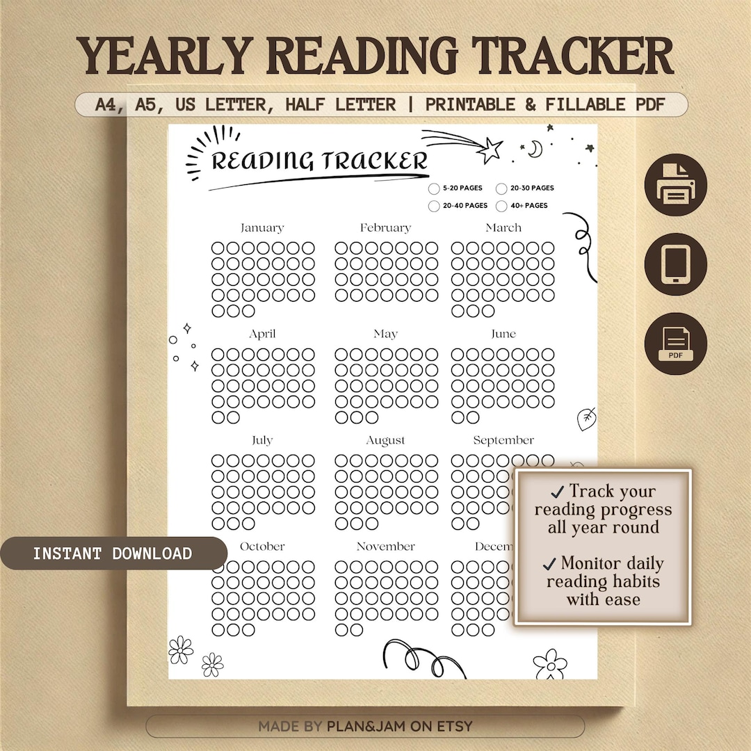 Yearly Reading Tracker: Printable Book Journal Template (PDF) - Etsy Canada