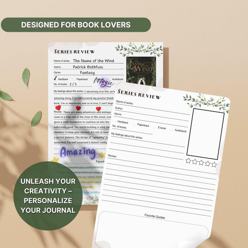 Printable Reading Journal | Book Tracker, Review Log (US Letter PDF) - Etsy