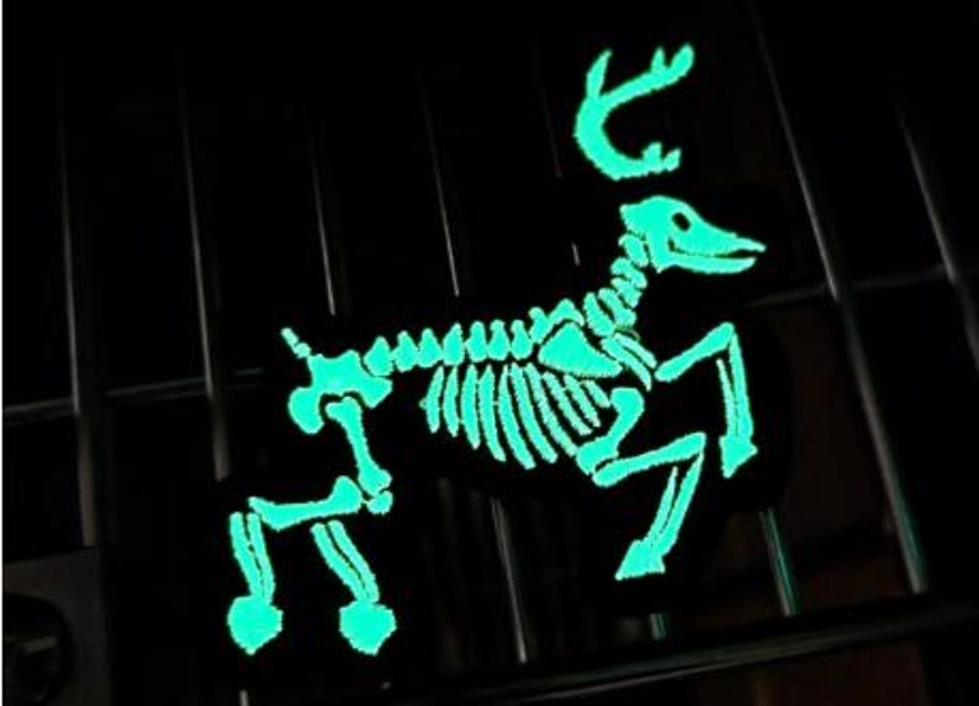 Skeleton Rudolph Reindeer GID Glow in the Dark 4" Embroidered Patch ...