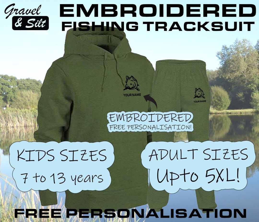 Carp Fishing Embroidered Tracksuit With Free Personalisation Includes ...